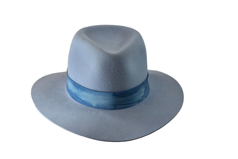 The Muse, a light blue hat with labradorite beaded band. – TrueWestHats